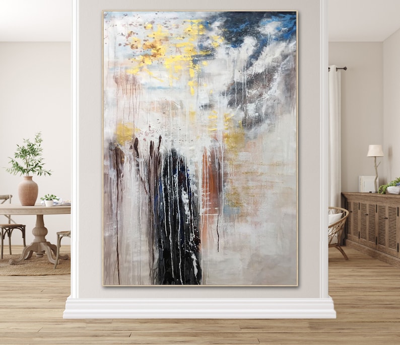 Large Textured Abstract Painting: Modern Framed Canvas Wall Art - Etsy