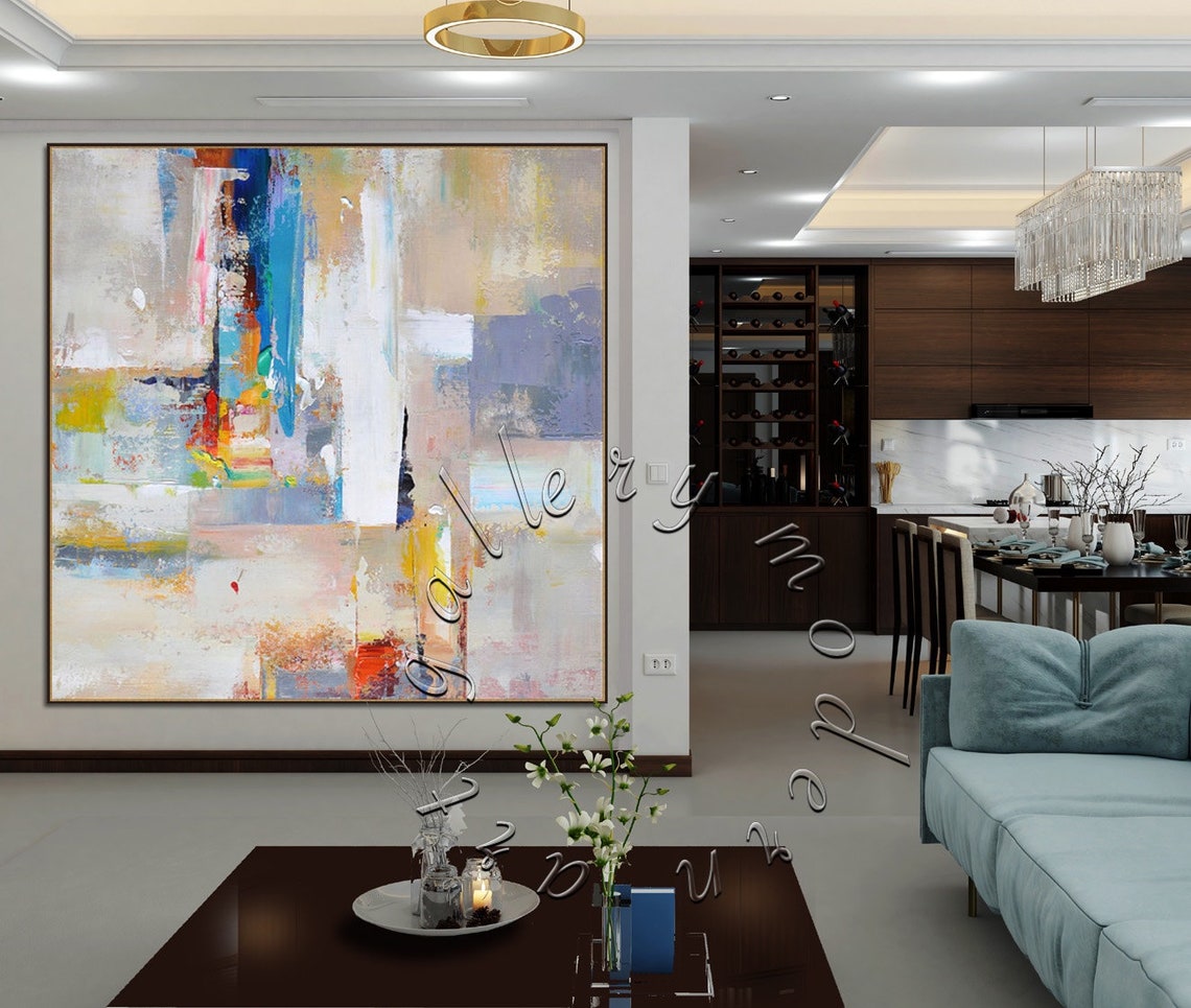 Framed Original Abstract Painting Soft Colors Large Modern - Etsy