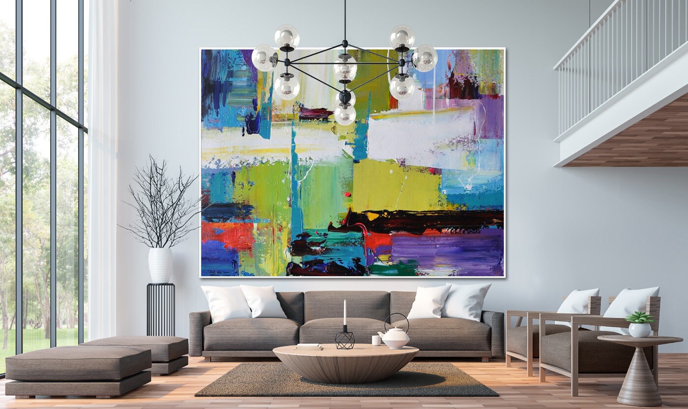 Large Abstract Painting Original Framed Modern Art Oversize | Etsy