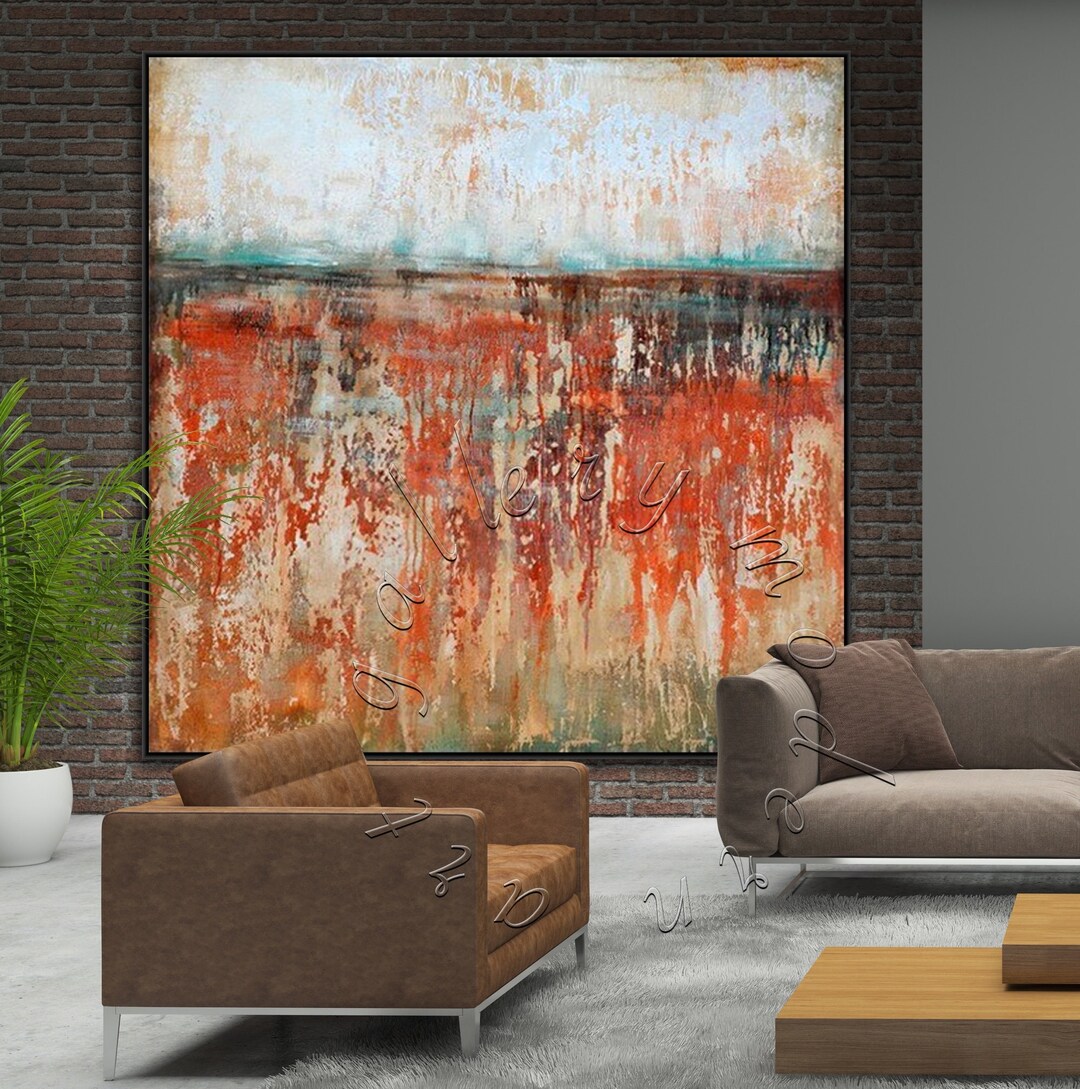 Large Abstract Original Painting, Framed Modern Oversize Canvas ...