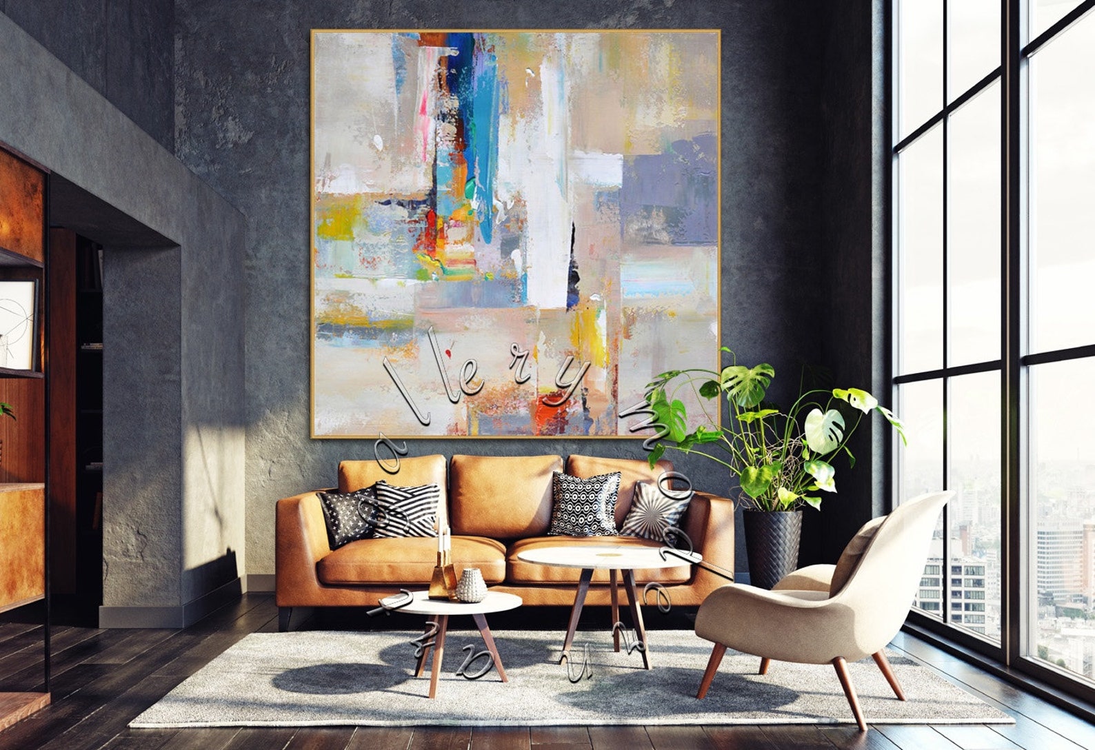 Framed Original Abstract Painting Soft Colors Large Modern - Etsy