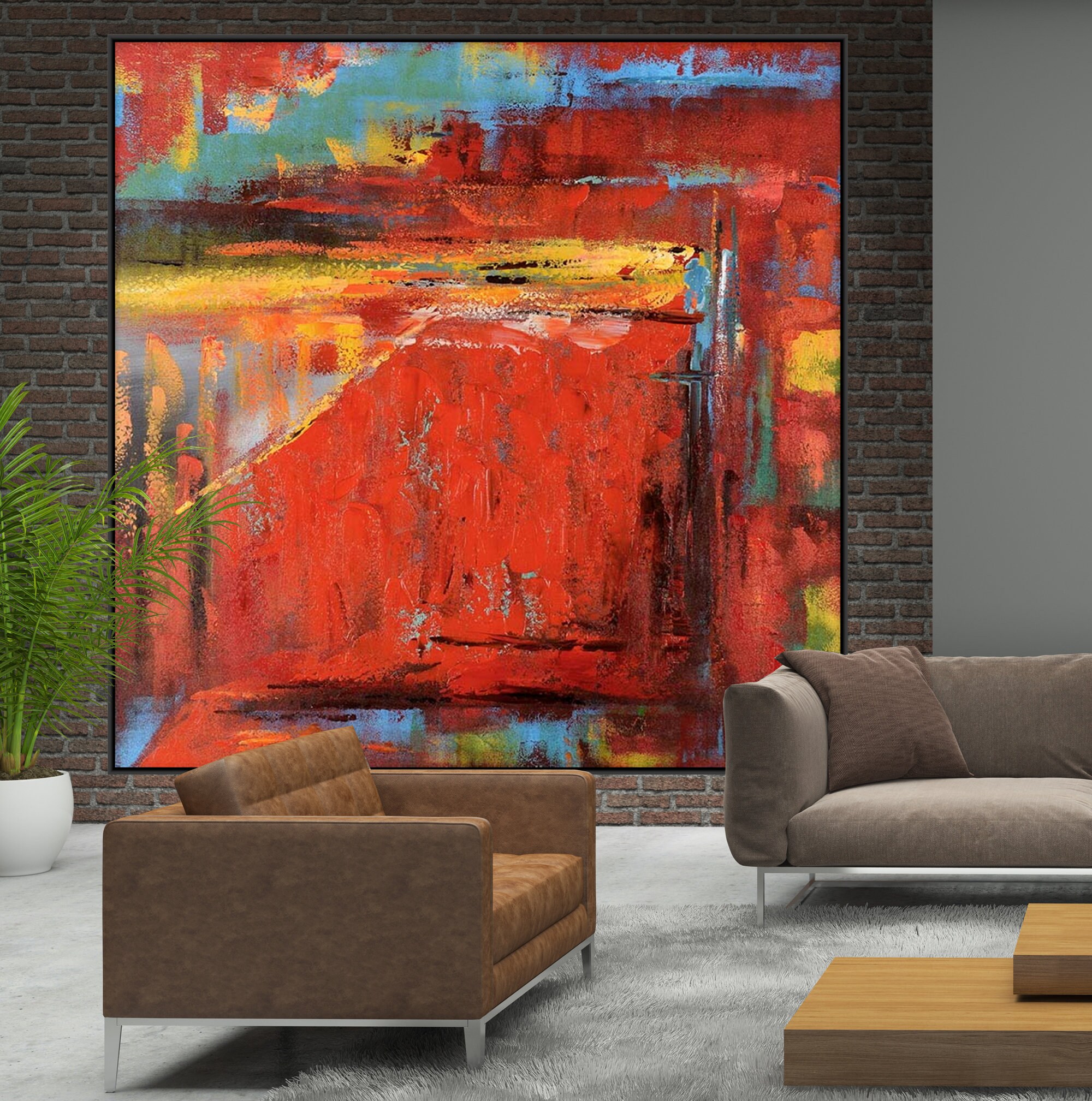 Abstract Painting on Canvas Large Original Canvas Framed - Etsy