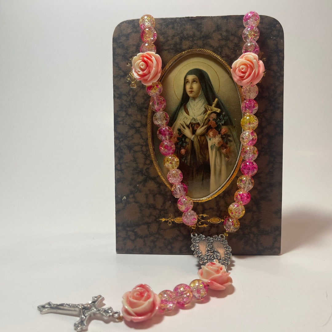 Pink Beaded Rosey Rosary, Catholic Gift, Rosary for Her, Rosary ...