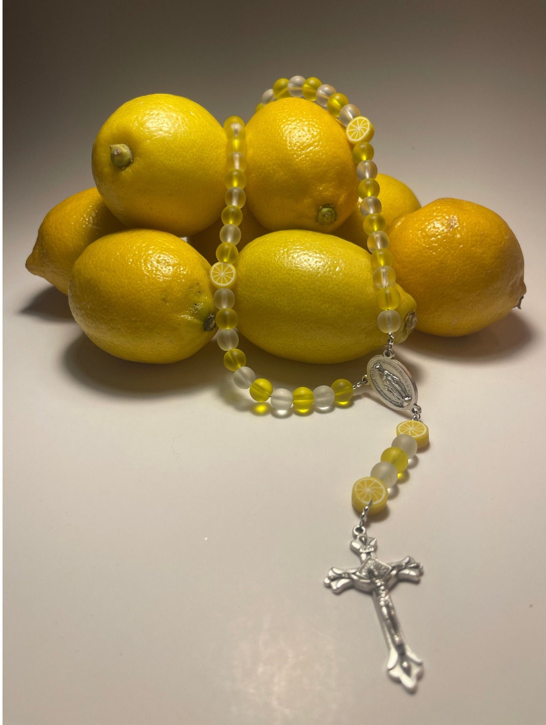 Lemon Rosary, Yellow Catholic Rosary, Rosary for Car, Handmade, Unique ...