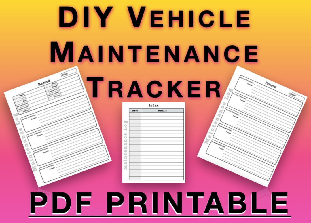 DIY Car Maintenance Tracker Printable - Etsy