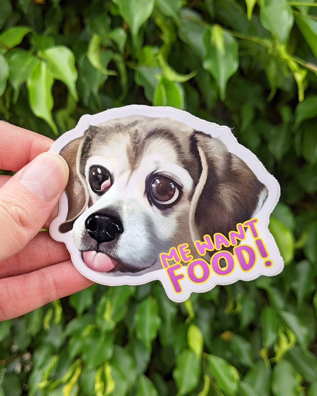 Me Want Food - 3.75" X 2.75" Vinyl Glossy Sticker || Puggle Sticker ...