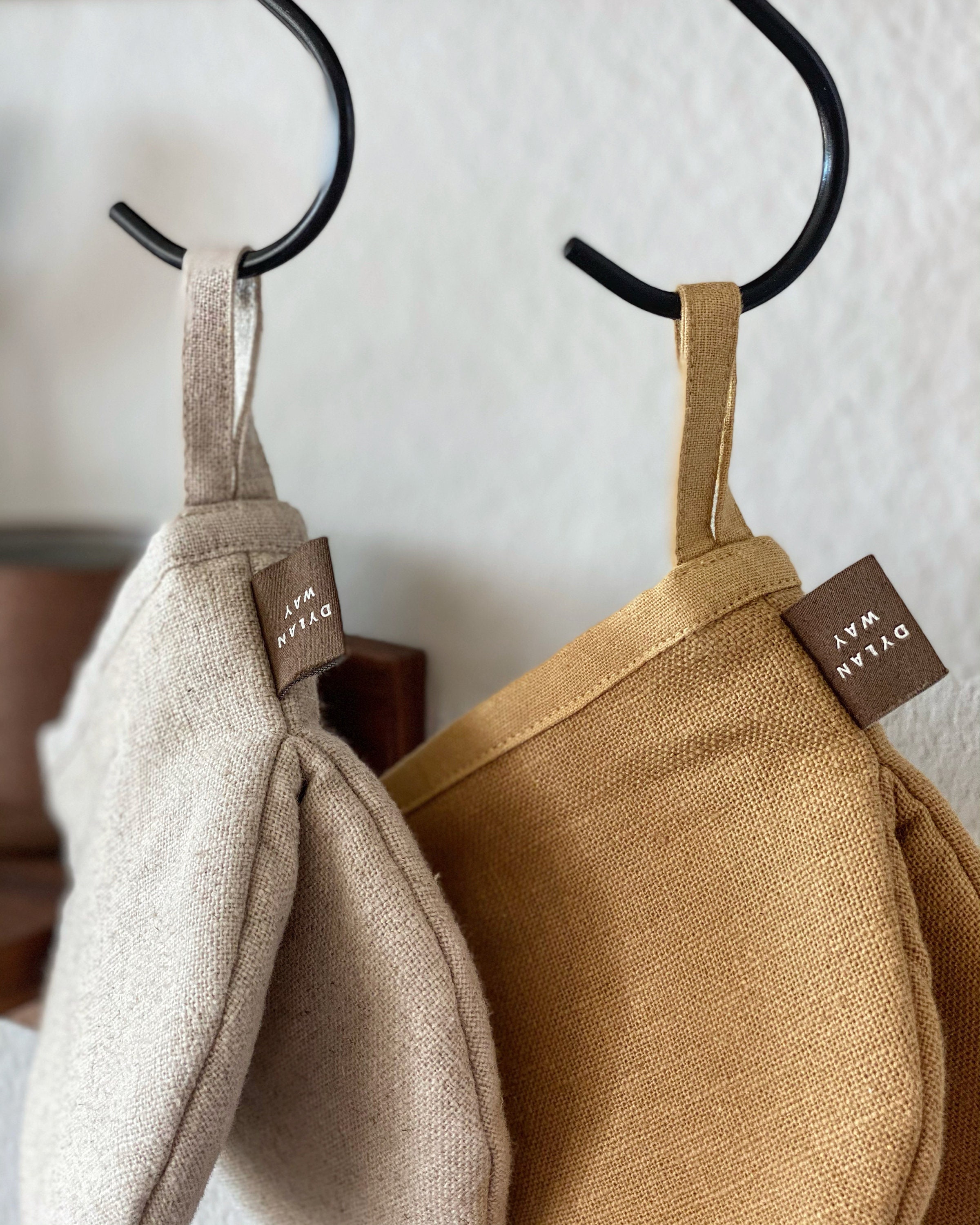 Handmade Linen Pot Holder, Light Duty Oven Mitt, Minimalist Kitchen ...