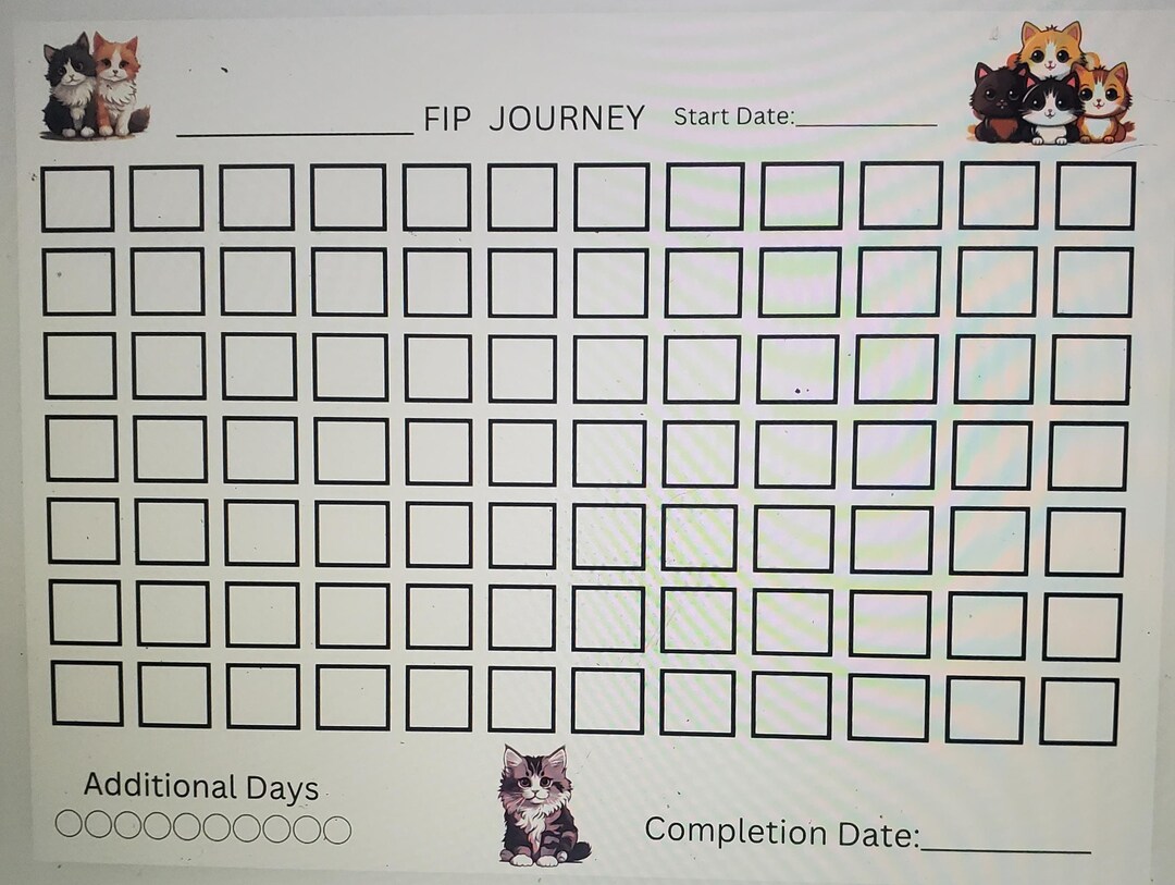 FIP 84 Day Progress Journey Chart Tracker for Cats - Etsy