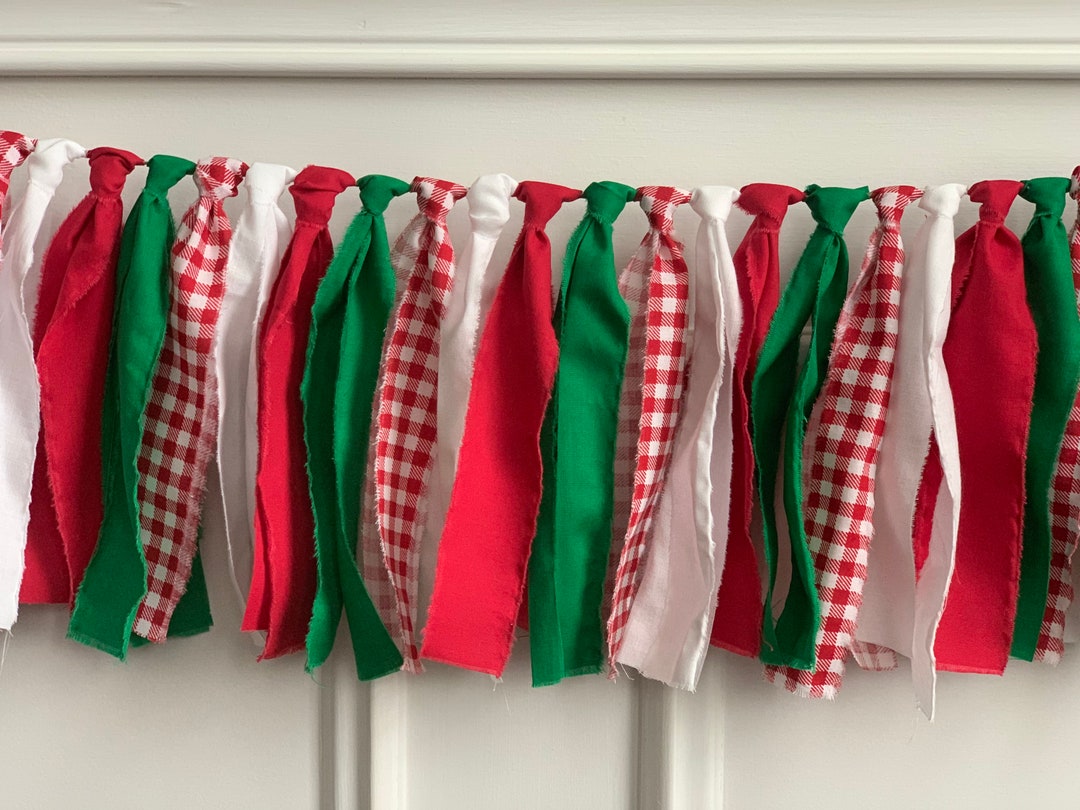 Italian/pizza Themed Fringed Fabric Garland | Red/green/white Fabric ...