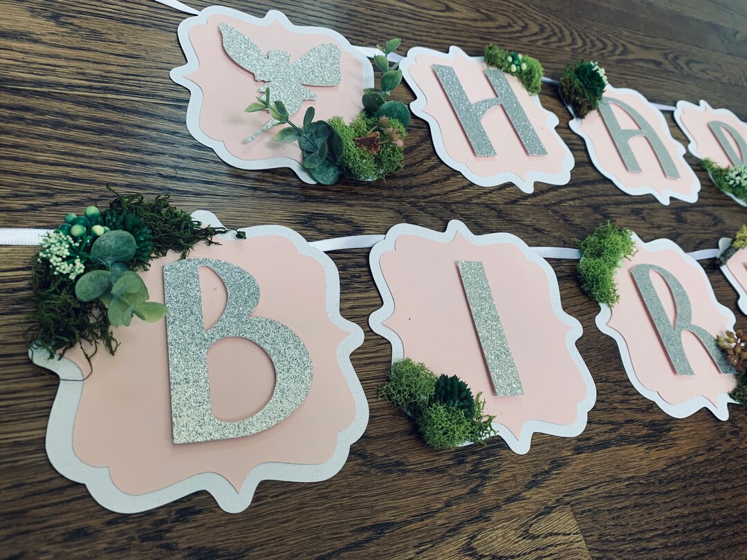 Enchanted Forest Birthday Banner Fairy Birthday Banner Moss Covered ...