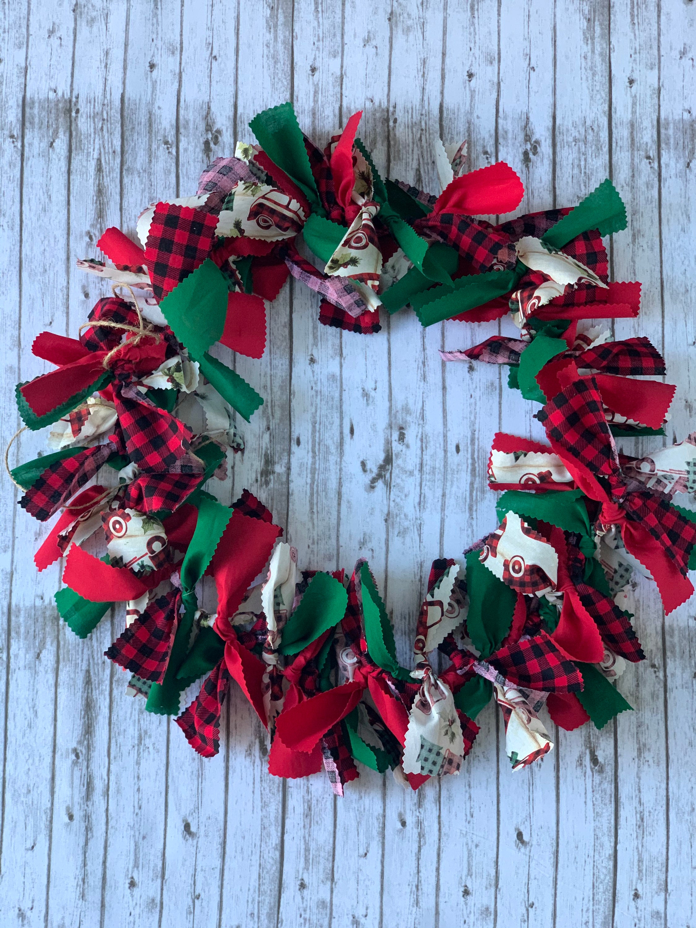Christmas Rag Tie Garland Christmas Home Decor Christmas - Etsy