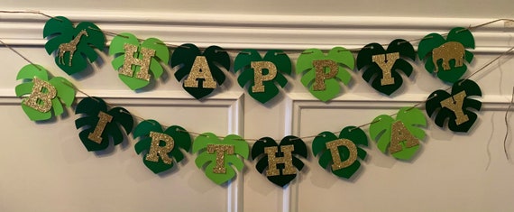 Safari Themed Happy Birthday Banner Jungle Theme Birthday - Etsy