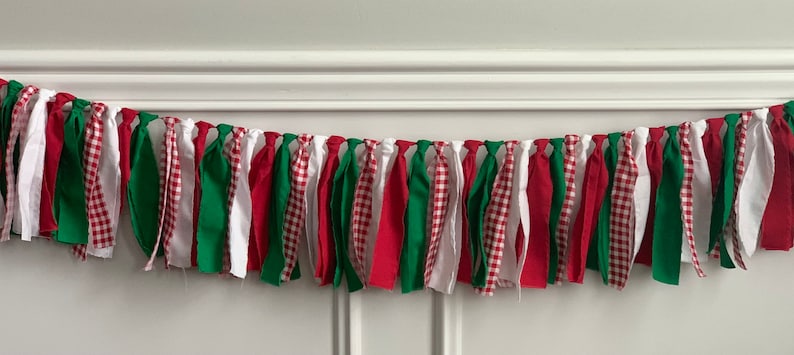 Italian/pizza Themed Fringed Fabric Garland | Red/green/white Fabric ...