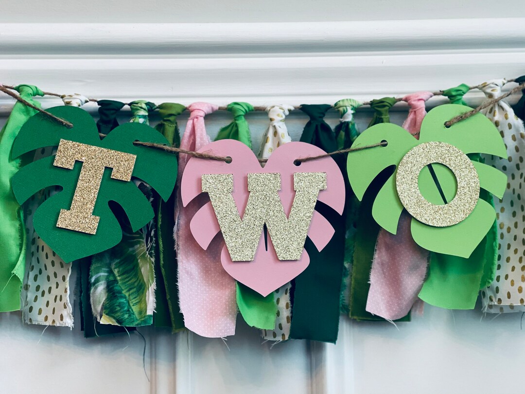 Safari High Chair Banner in Pink, Jungle High Chair Banner, Two Wild ...