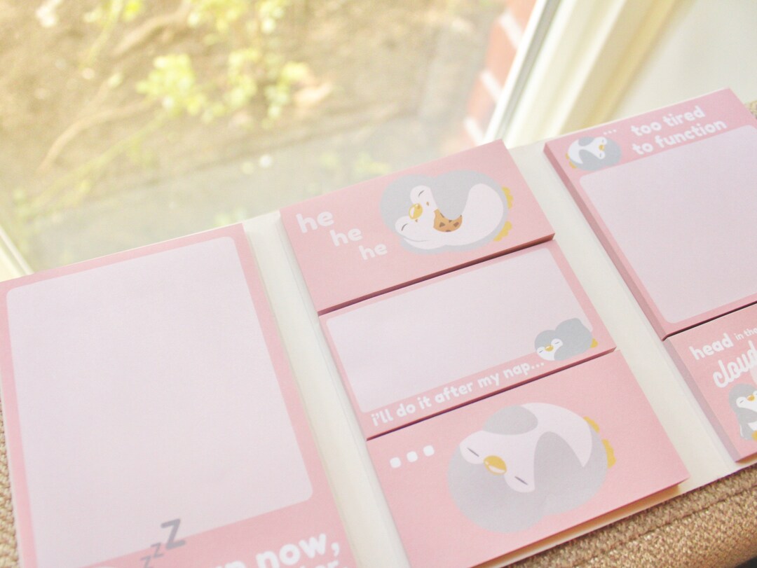 Lindo pingüino sticky notes set rosa / conjunto de papelería / papel ...