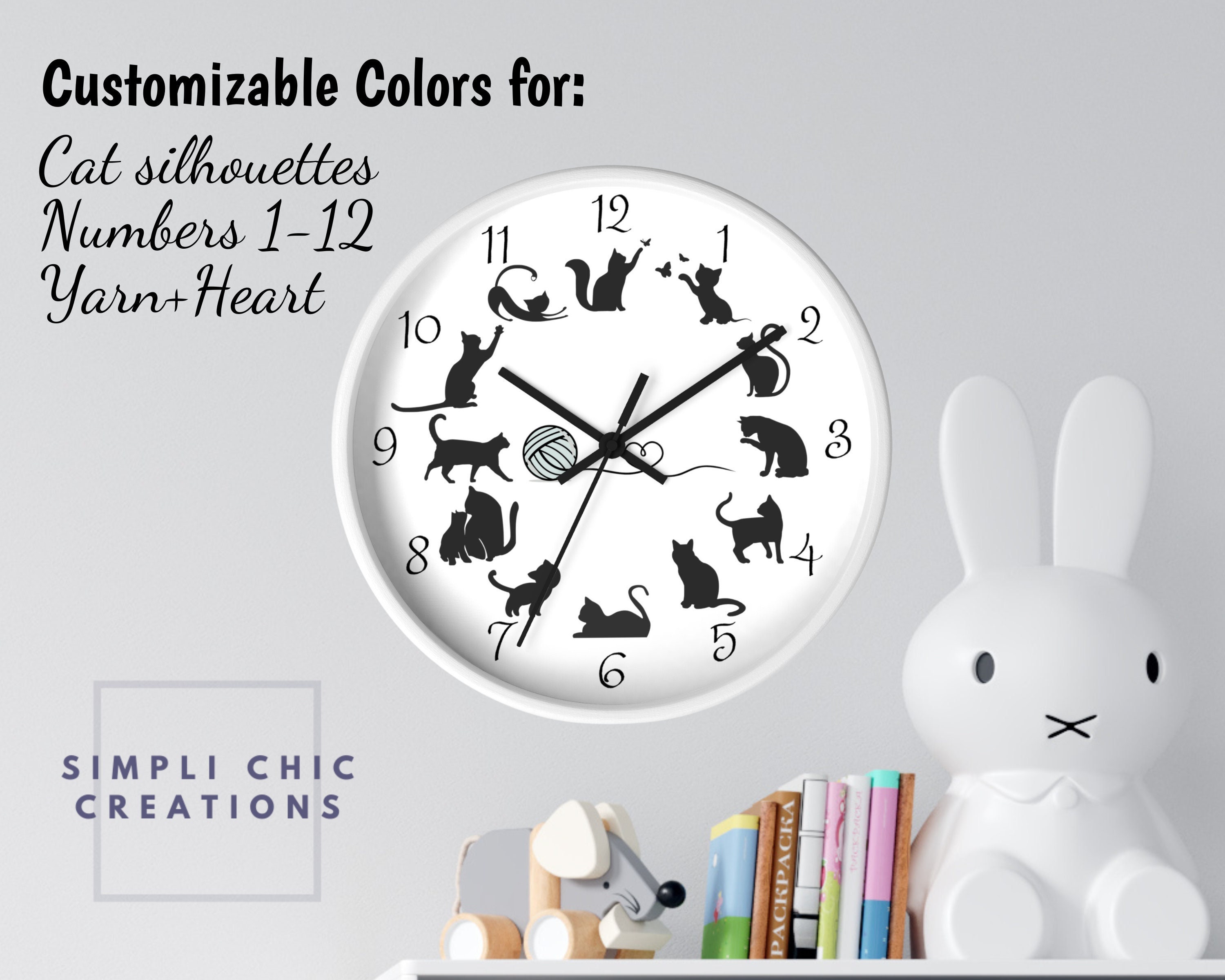 Playful Cat Clock Fun Times Kitty Silhouette Kitchen Wall - Etsy Canada