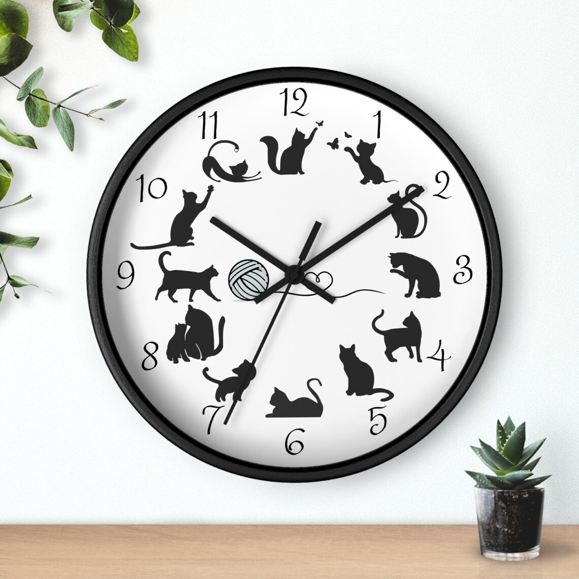 Playful Cat Clock Fun Times Kitty Silhouette Kitchen Wall - Etsy Canada