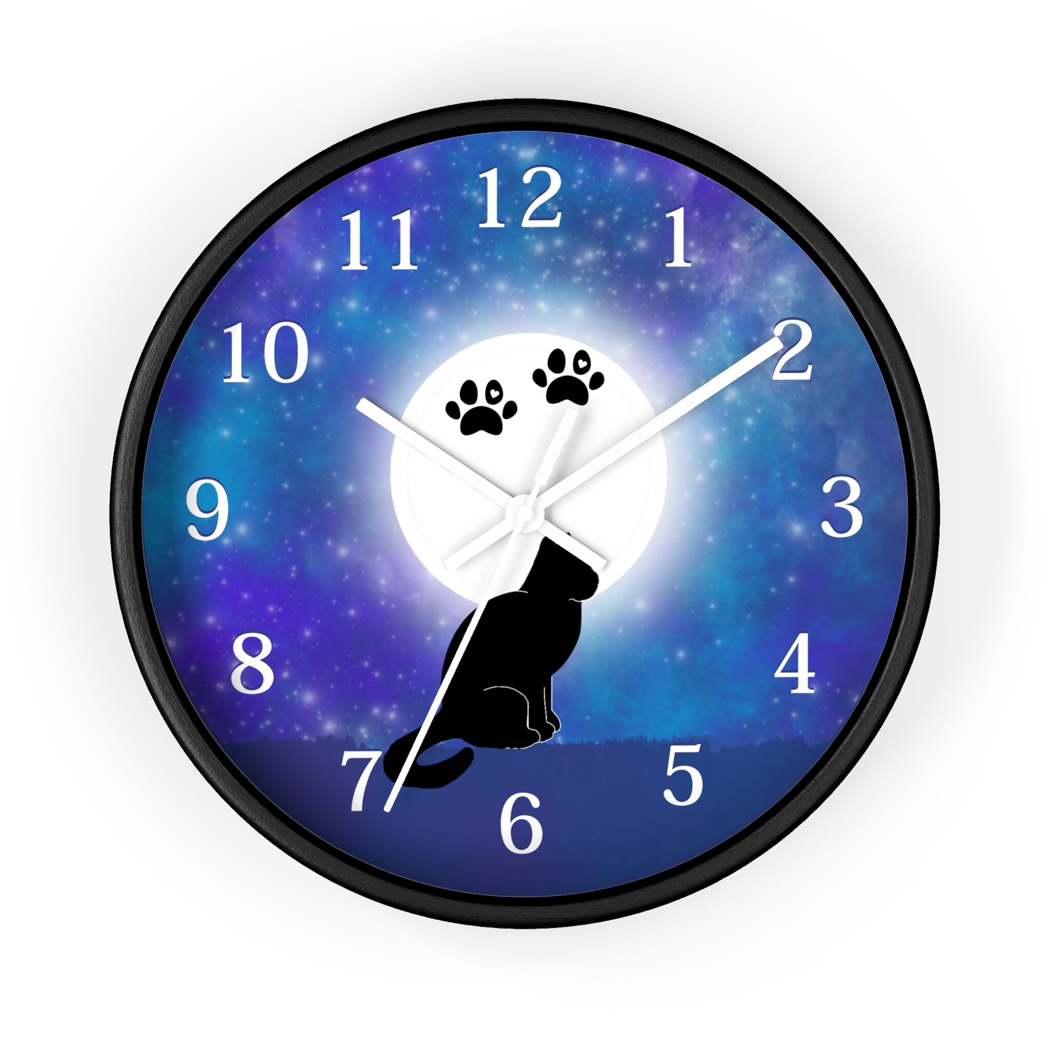 Customizable Cute Heart Paw Prints Sparkly Galaxy Sky Cat Silhouette ...