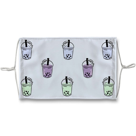 Cute Illustrated Bubble Tea Pattern Face Mask 10 Replacement | Etsy