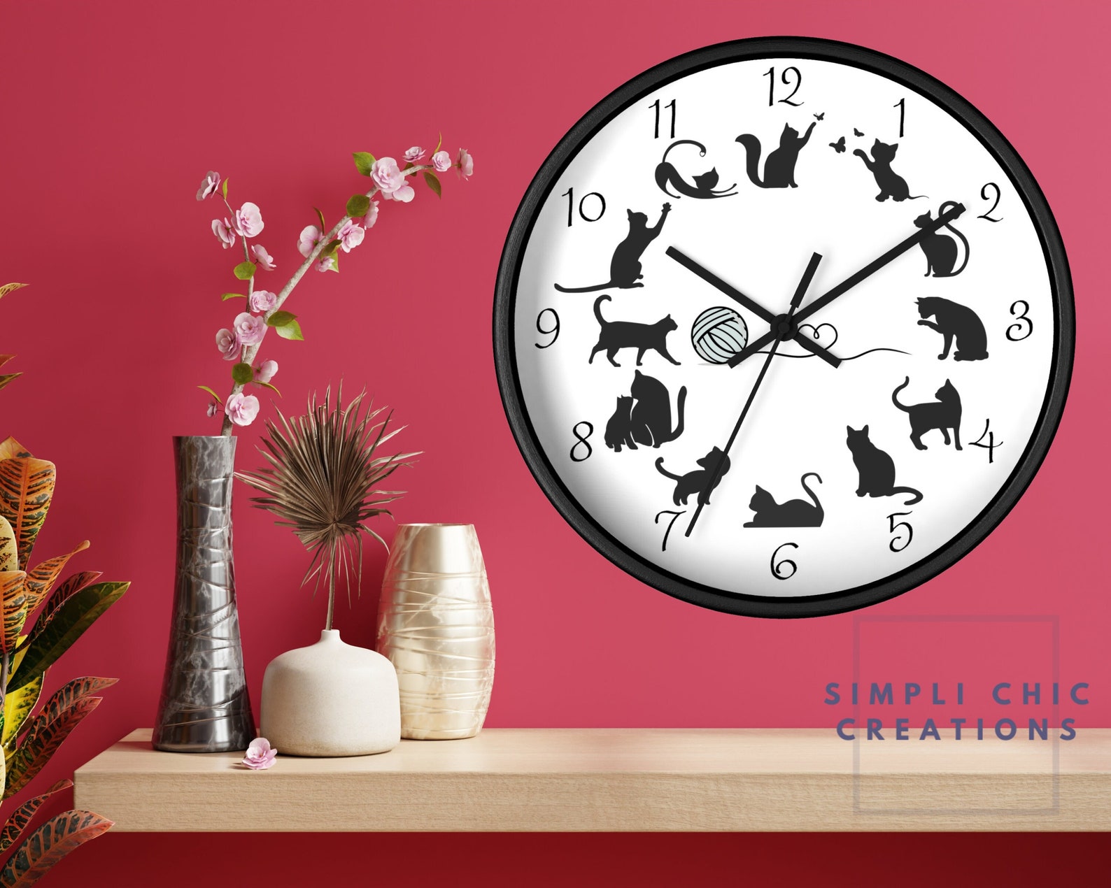 Playful Cat Clock Fun Times Kitty Silhouette Kitchen Wall - Etsy Canada