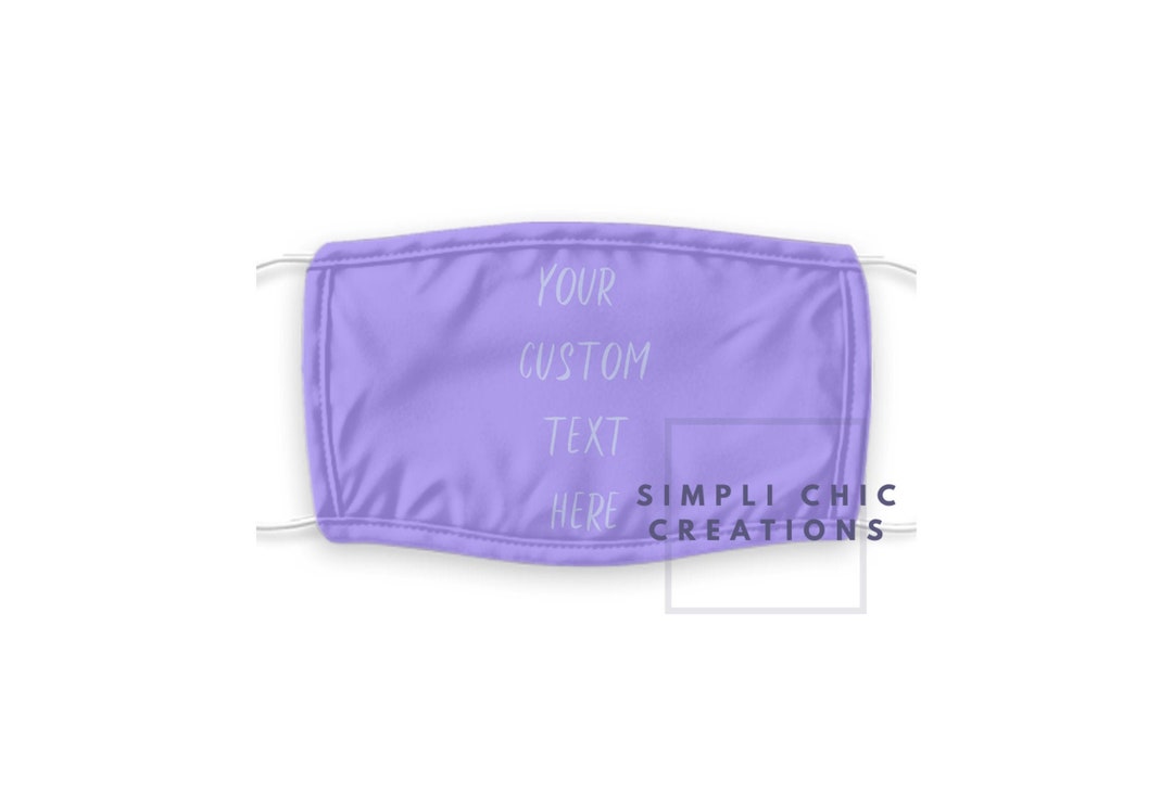 Purple Personalized Custom Text Face Mask W/ Filter Pocket Fun Stylish ...