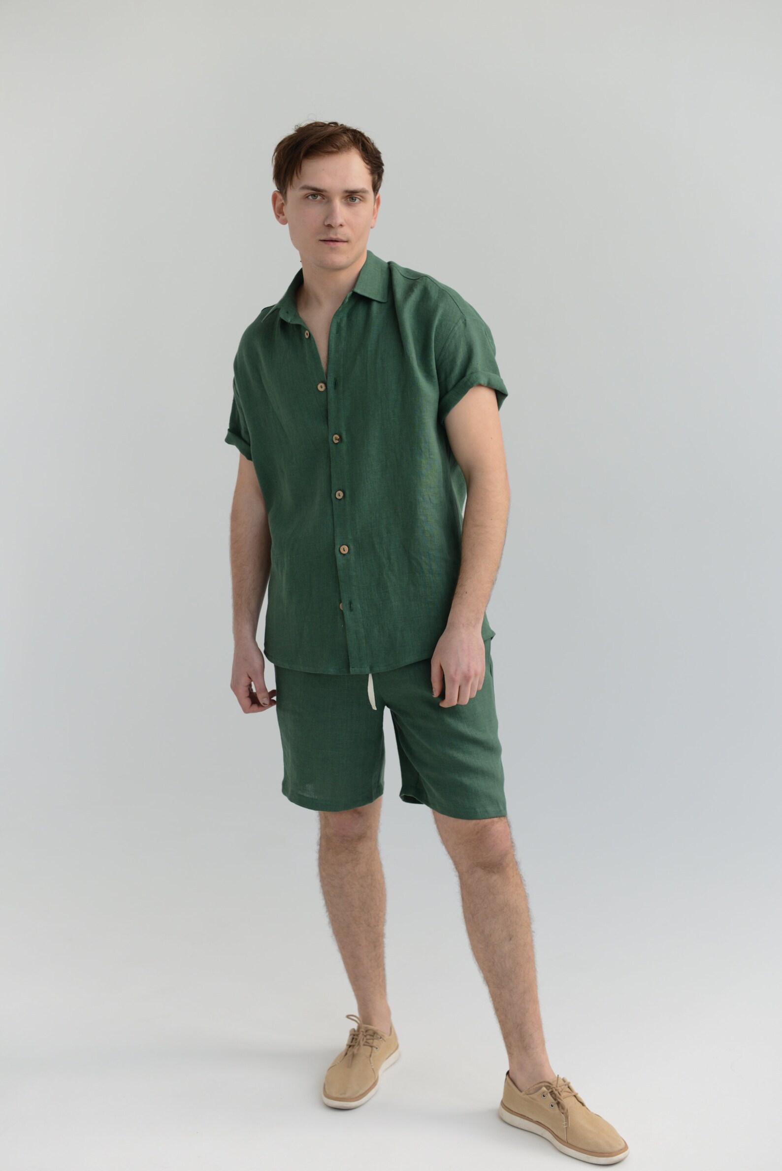 Summer linen set for men comfortable shorts and shirt for men | Etsy