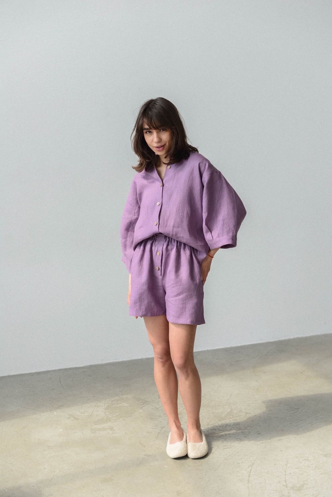 Linen Set, Linen Shirt and Shorts, Summer Linen Set, Women Linen ...