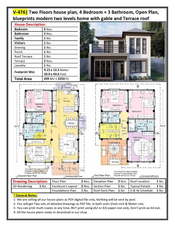 Architecture House Plan Size Paper