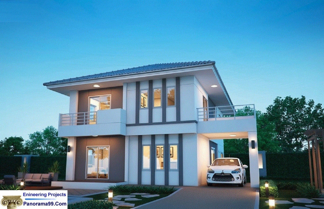 V-381| 5 Bedroom House Plan: Luxury Two Story Gable Roof, Modern Design ...