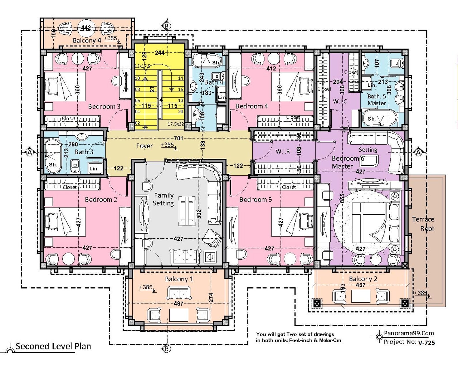 V-725| Modern Luxury Two Story House Design: 6 Bedroom 5 Living With ...