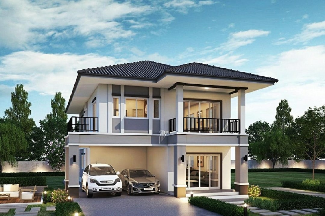 Buy V-387| Modern Duplex House Plan: 3 Bed, 3 Family, 2 Car Garage ...