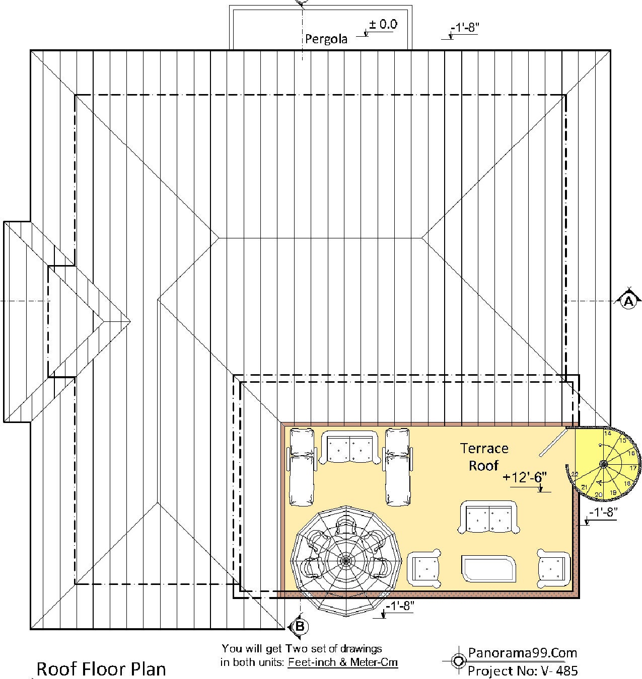 V-485 36x36 Modern tiny house plan, 3 Bedroom with 2 Bathroom, Bungalow ...