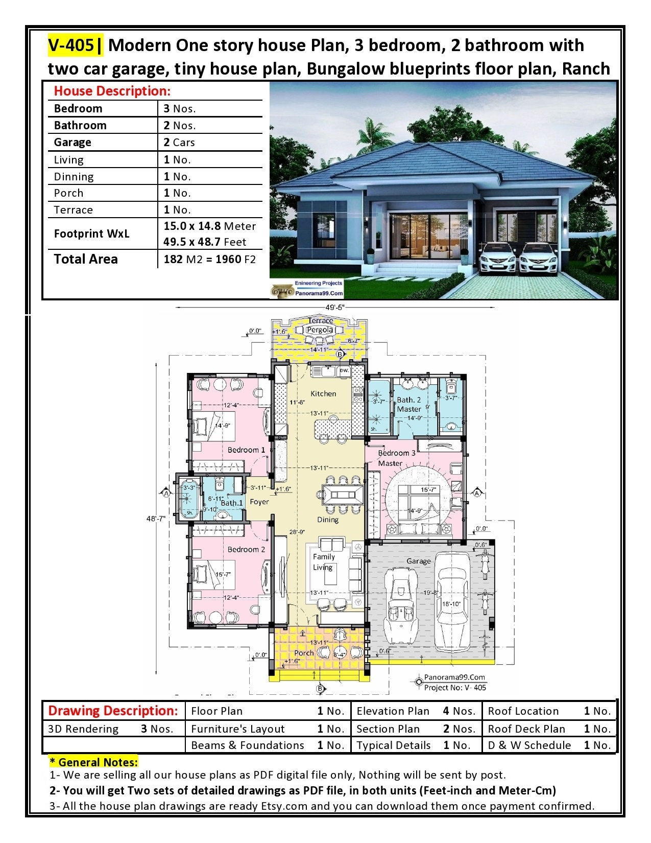 One Story Luxury House Plan With Study Gambaran