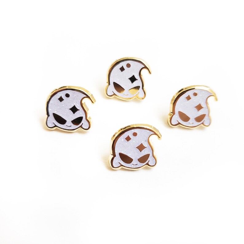Ghost White Glitter Hard Mini Enamel Pin 0.5", Halloween Pin, Witchy ...