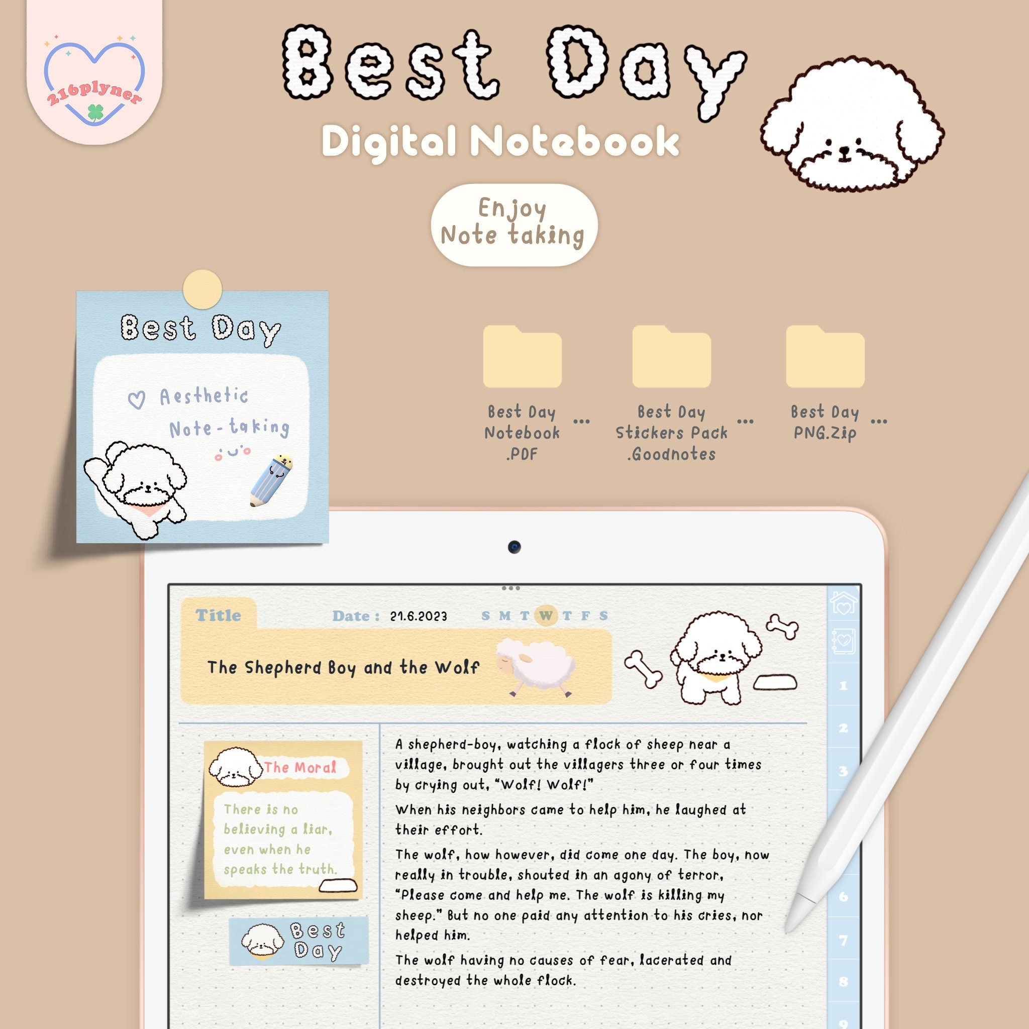 Best Day Digital Notebook With Hyperlinked | Digital Notes Template for ...