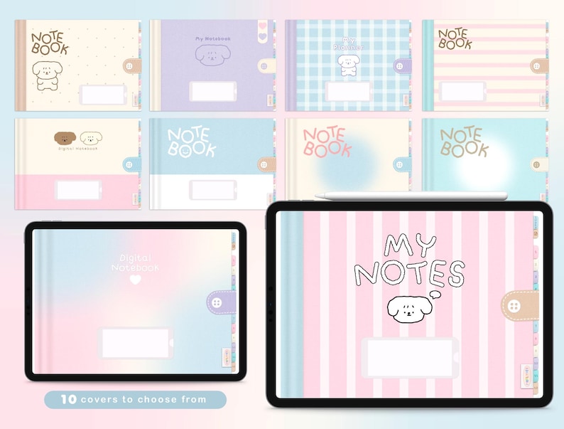 Pastel Digital Notebook | Notes Template for Note-taking | Kawaii Word ...
