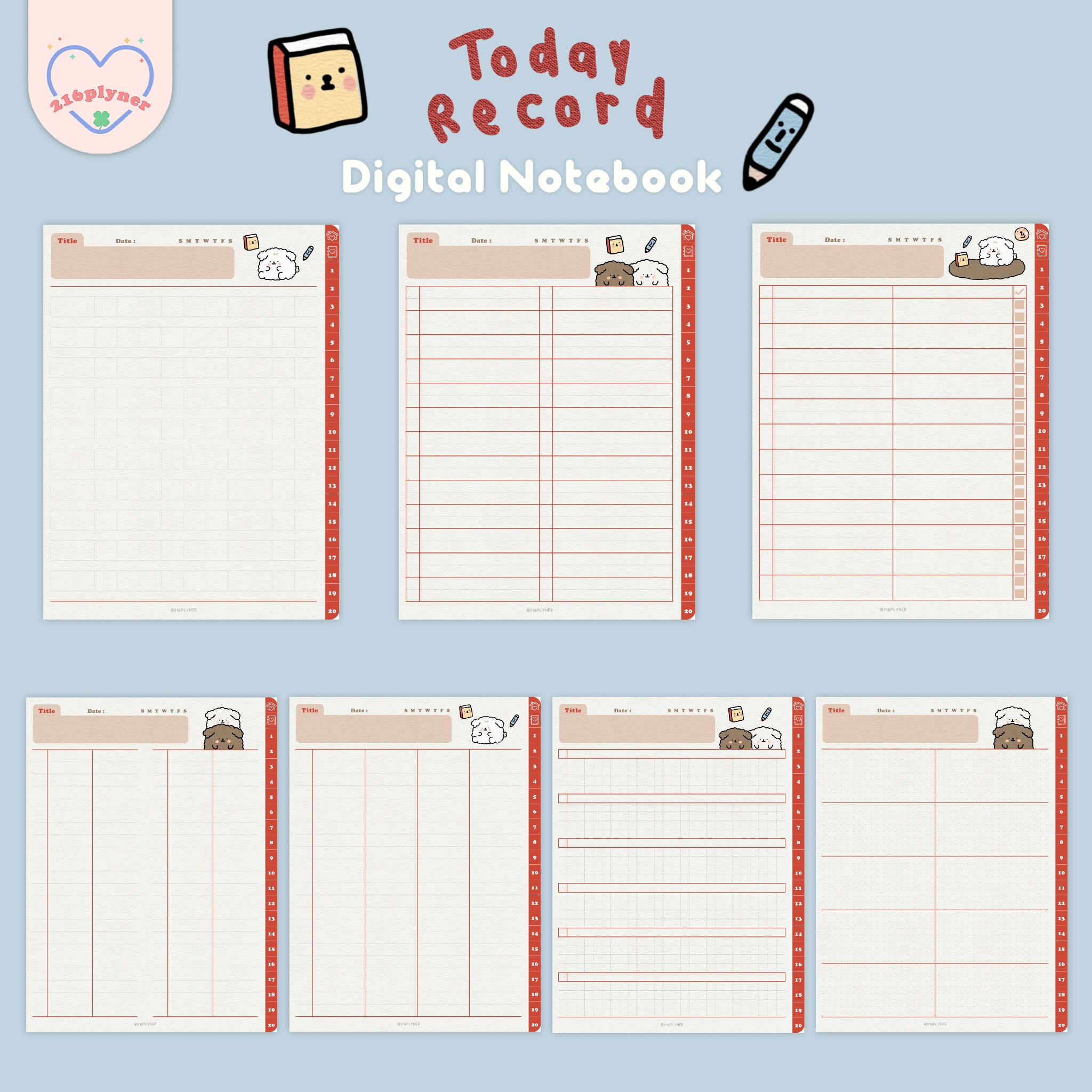 Digital Notebook Digital Notes Template for Note-taking Notebook ...