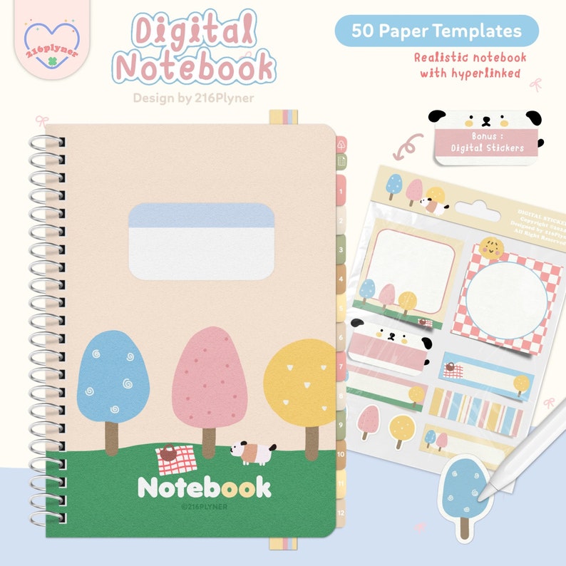 Digital Notebook | Digital Notes Template for Note-taking | Notebook ...