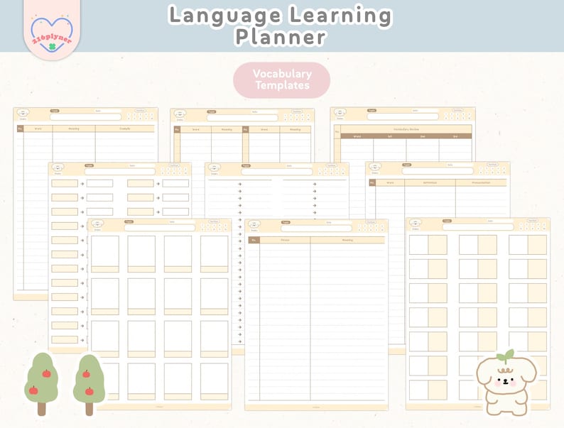 Language Learning Digital Notebook: Vocabulary & Grammar Templates (PDF ...