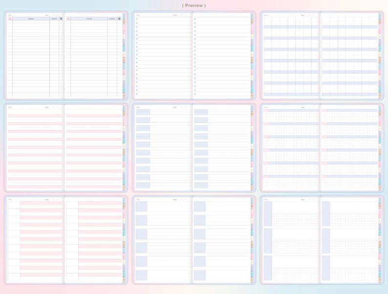Pastel Digital Notebook | Notes Template for Note-taking | Kawaii Word ...