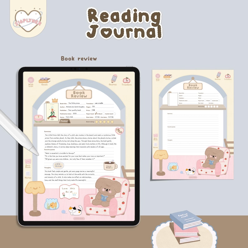 Digital Reading Journal | Book Tracker, Reading Log, Book Review ...