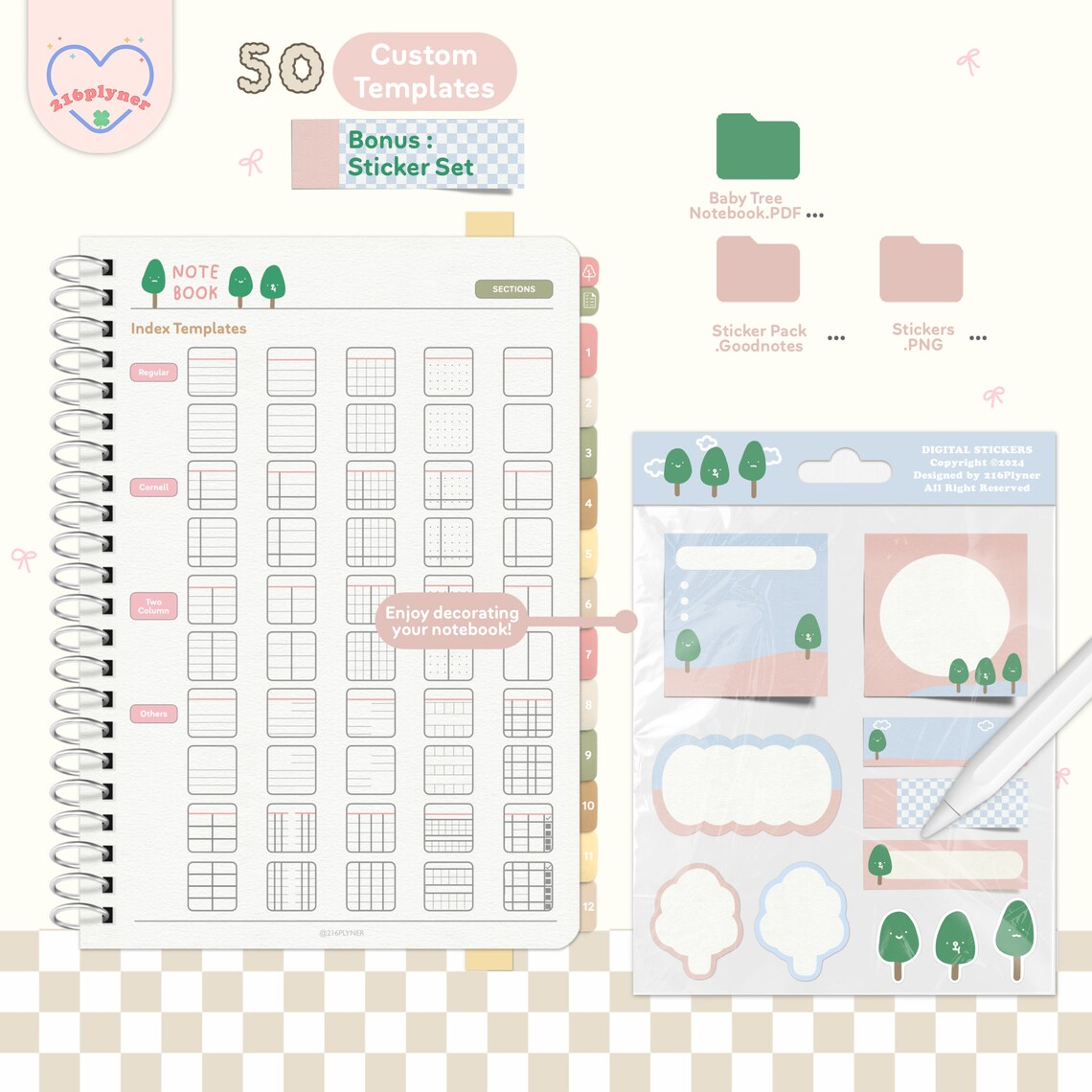 Cute Digital Notebook Digital Notes Template for Note-taking Notebook ...
