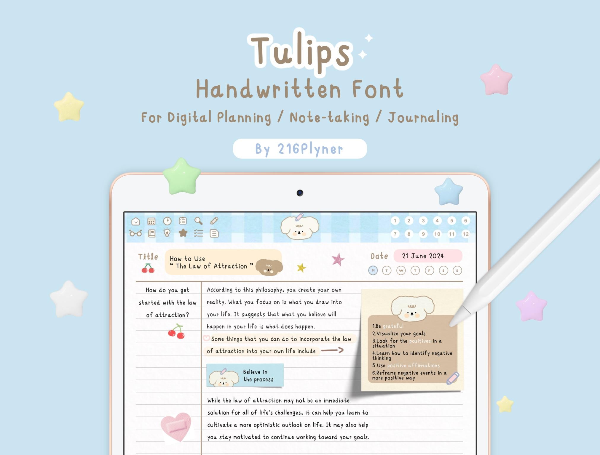 Tulips | Cute Handwritten Font for Digital Planning and Note-taking ...