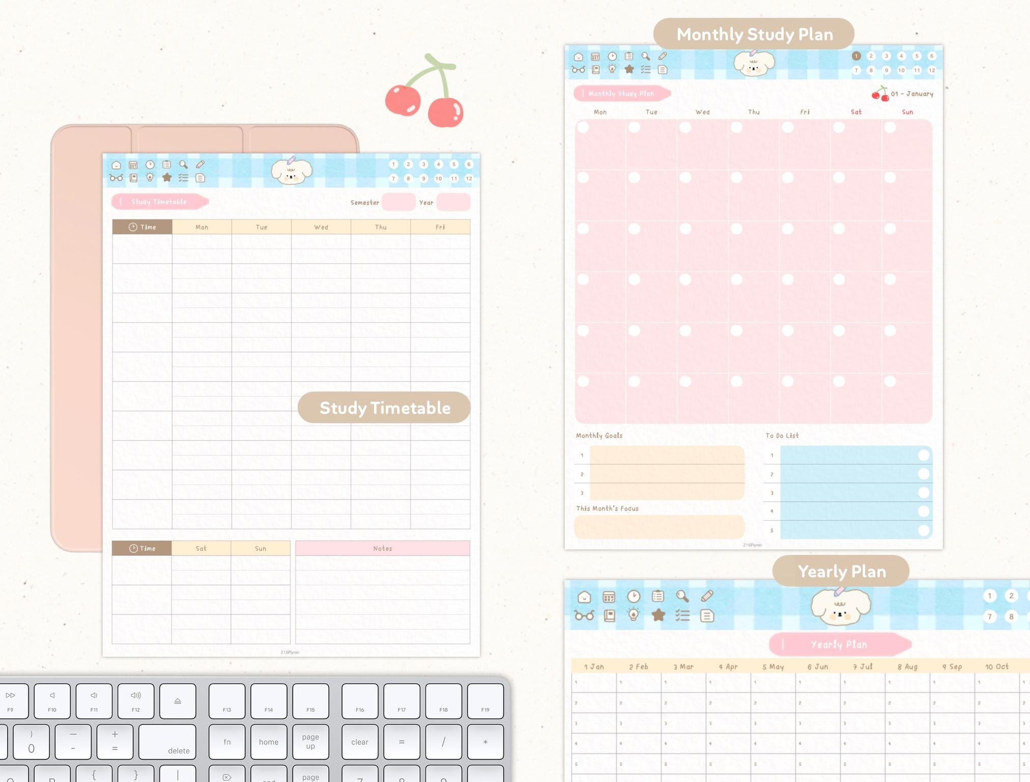 Cute Digital Student Planner | Study Planner With Stickers | Study ...