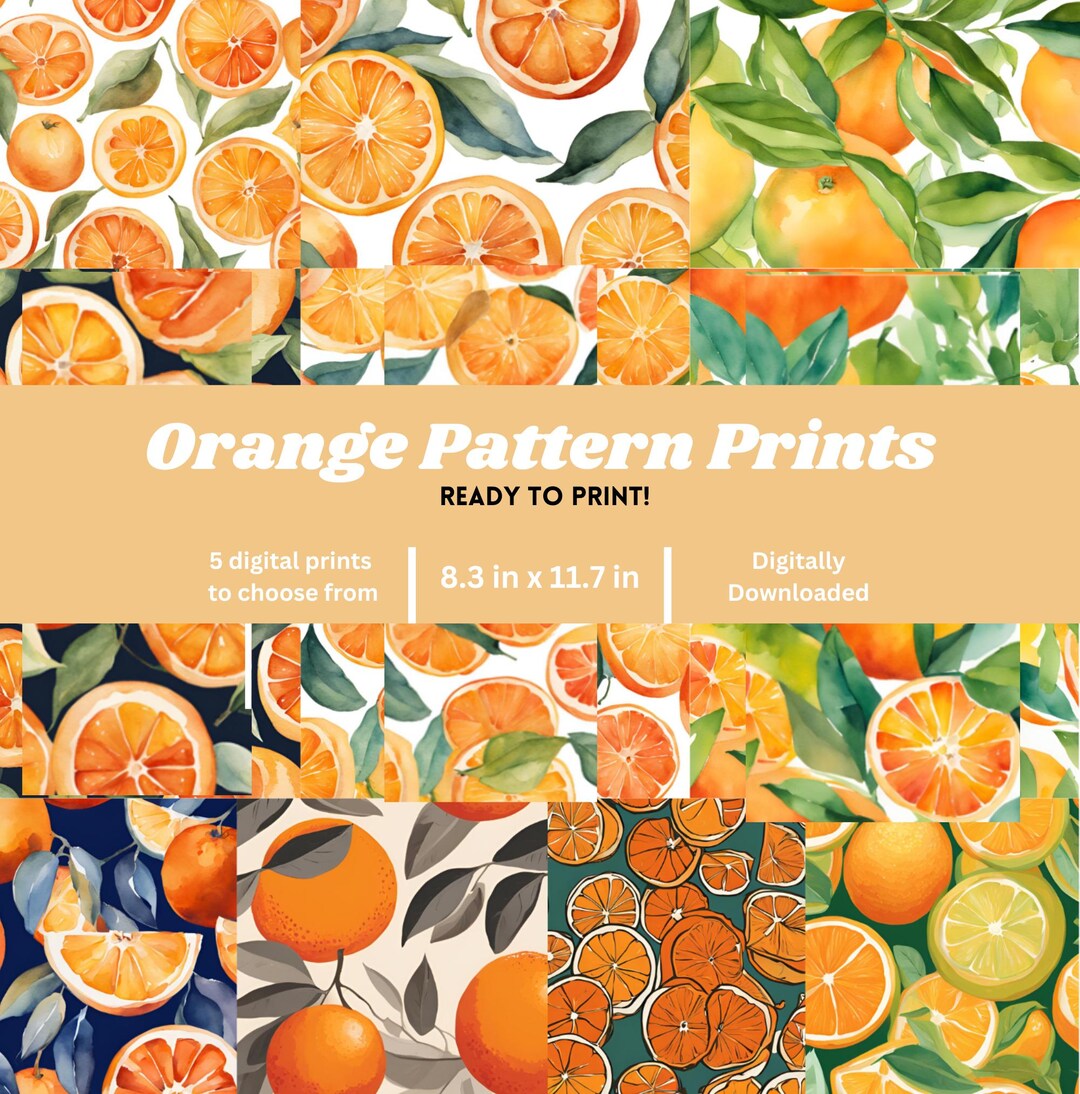 5 Unique Orange Citrus Fruit Patterns Digital Download Unlimited ...