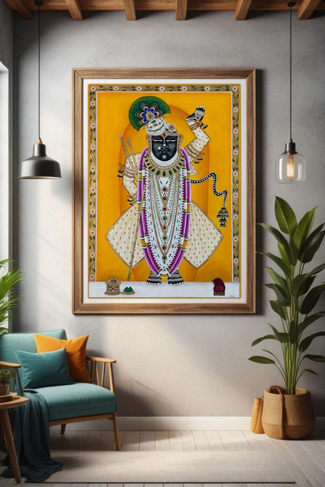 Hand-painted Shreenathji Darshan Diwali Shringar Pichwai Painting ...