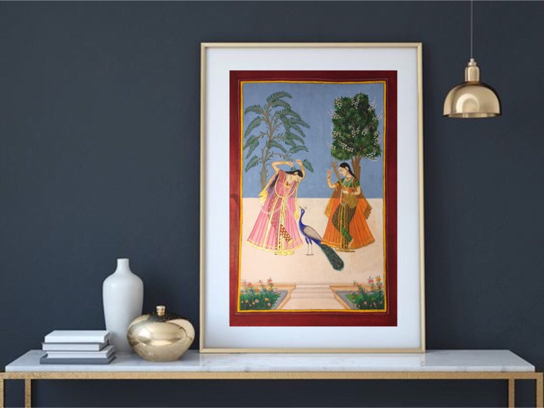 Hand-painted Ragamala Painting garland of Musical Modes Ragini Sarang ...