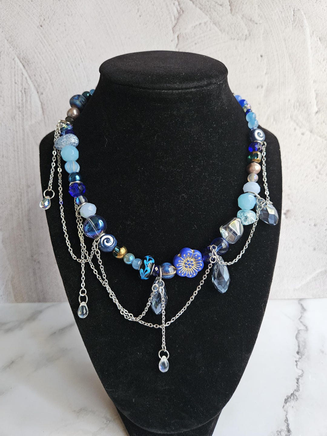Water Tribe Tears Inspired Beaded Blue Necklace - Etsy