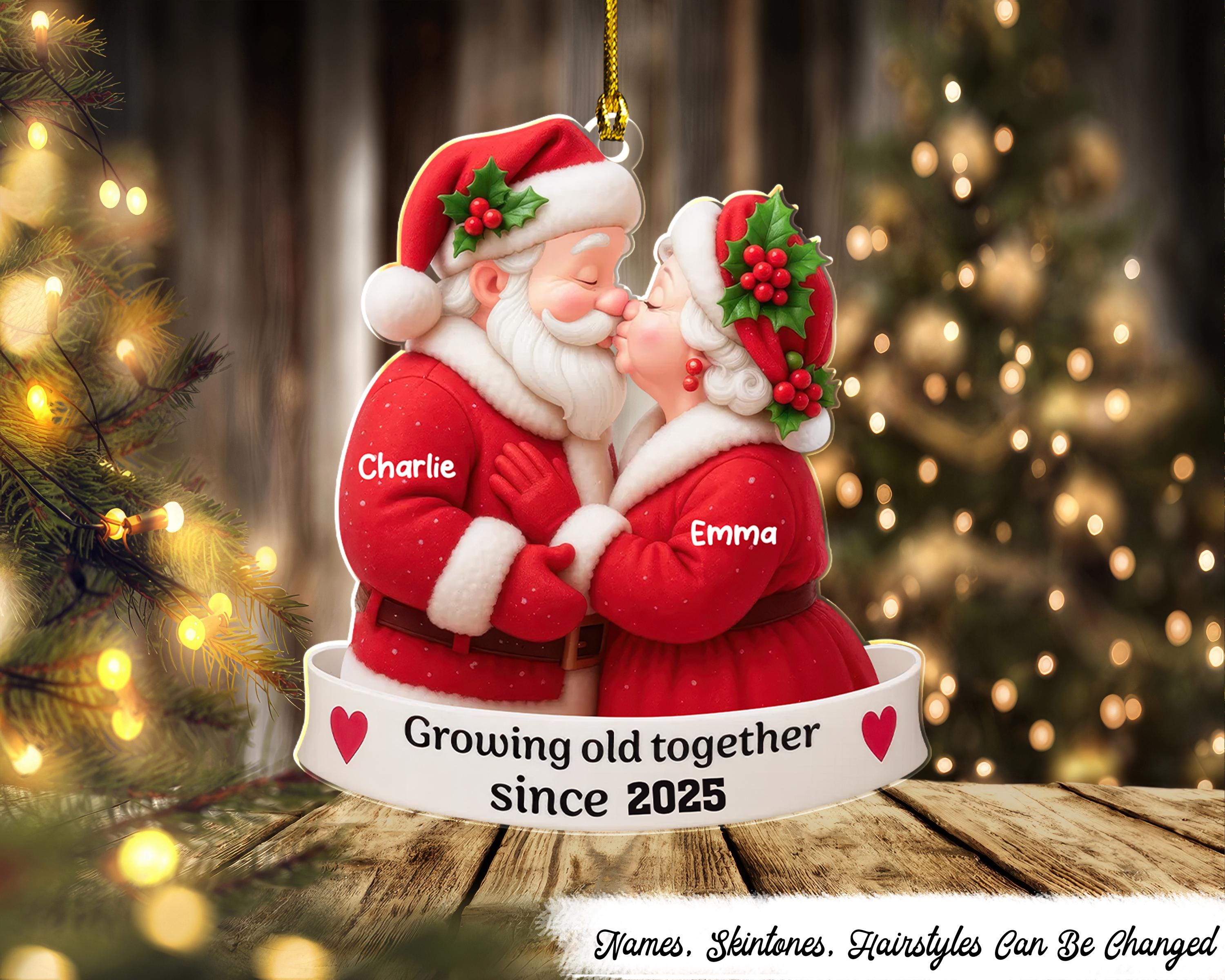 Santa Couple Growing Old Together Personalized Acrylic Ornament ...