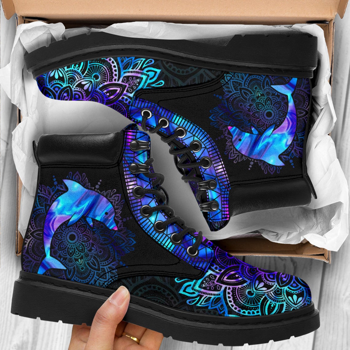 Dolphin Hologram Style All Season Boots Spring Boots Skull - Etsy